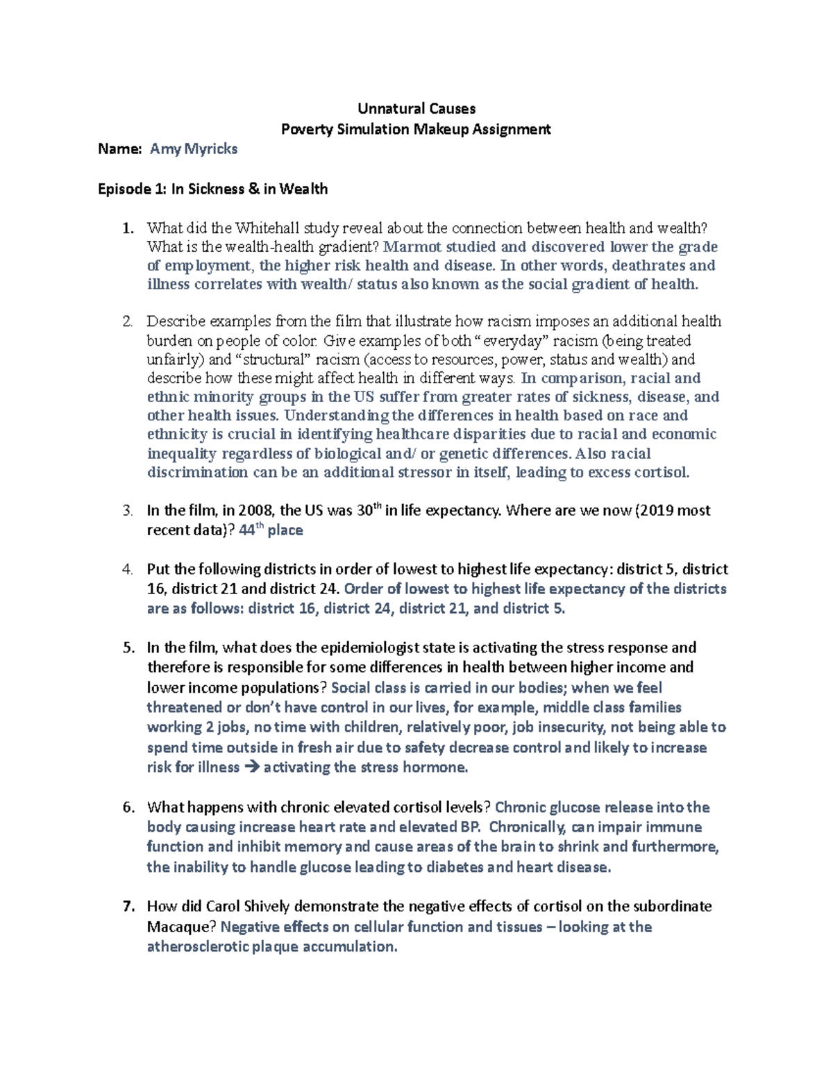 Unnatural Causes Worksheet Poverty Sim Makeup - Unnatural Causes ...