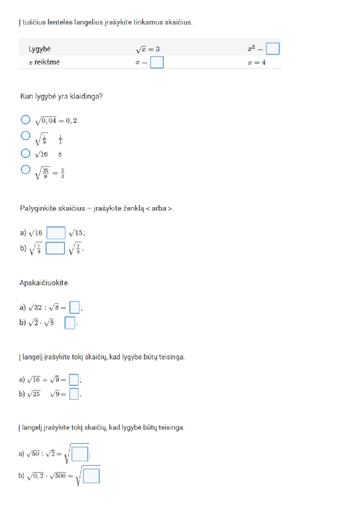 8kl. kvadratines saknys. apibendriname - tuscius lentelés langelius ...
