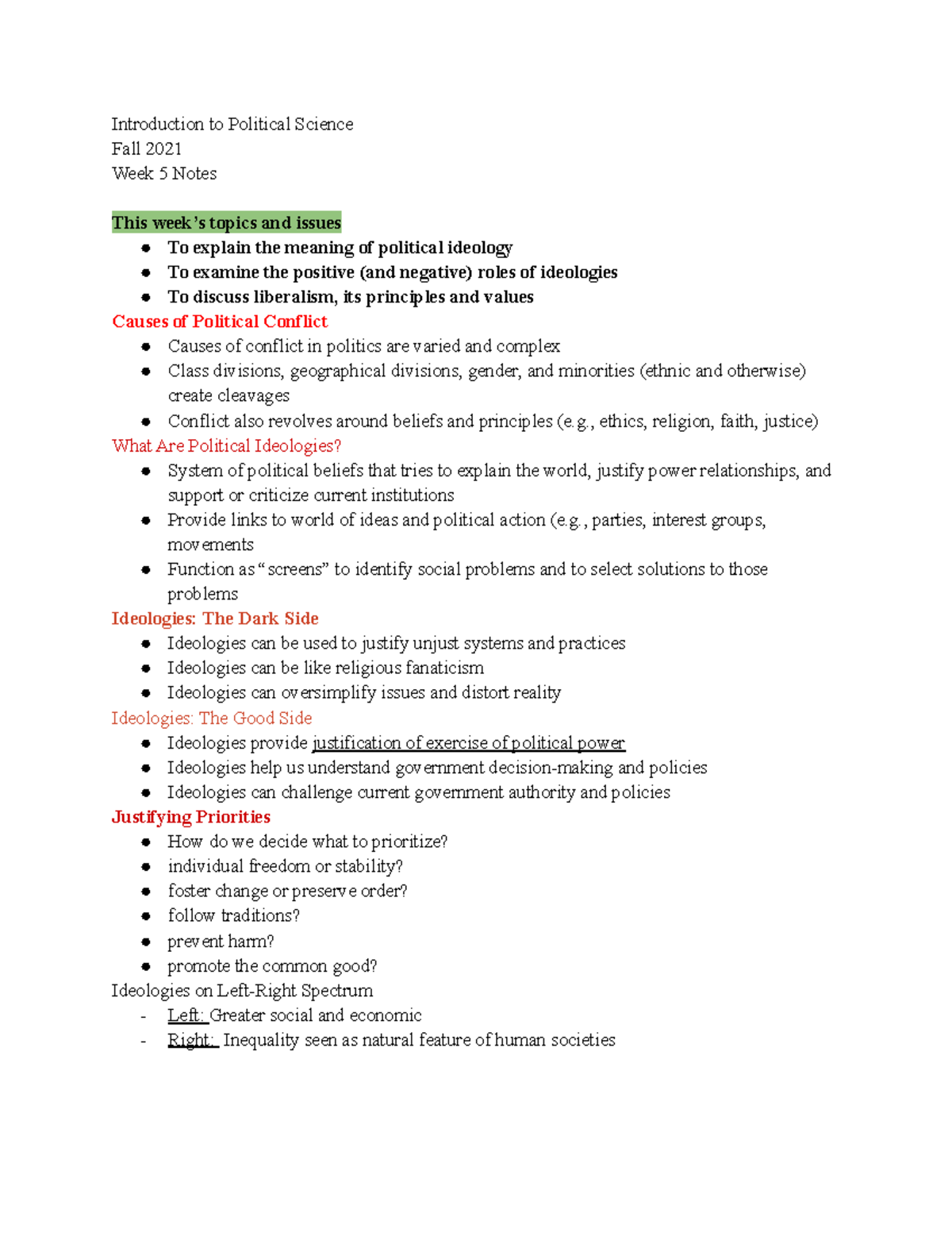 Introduction to Political Science Week 5 - Introduction to Political ...