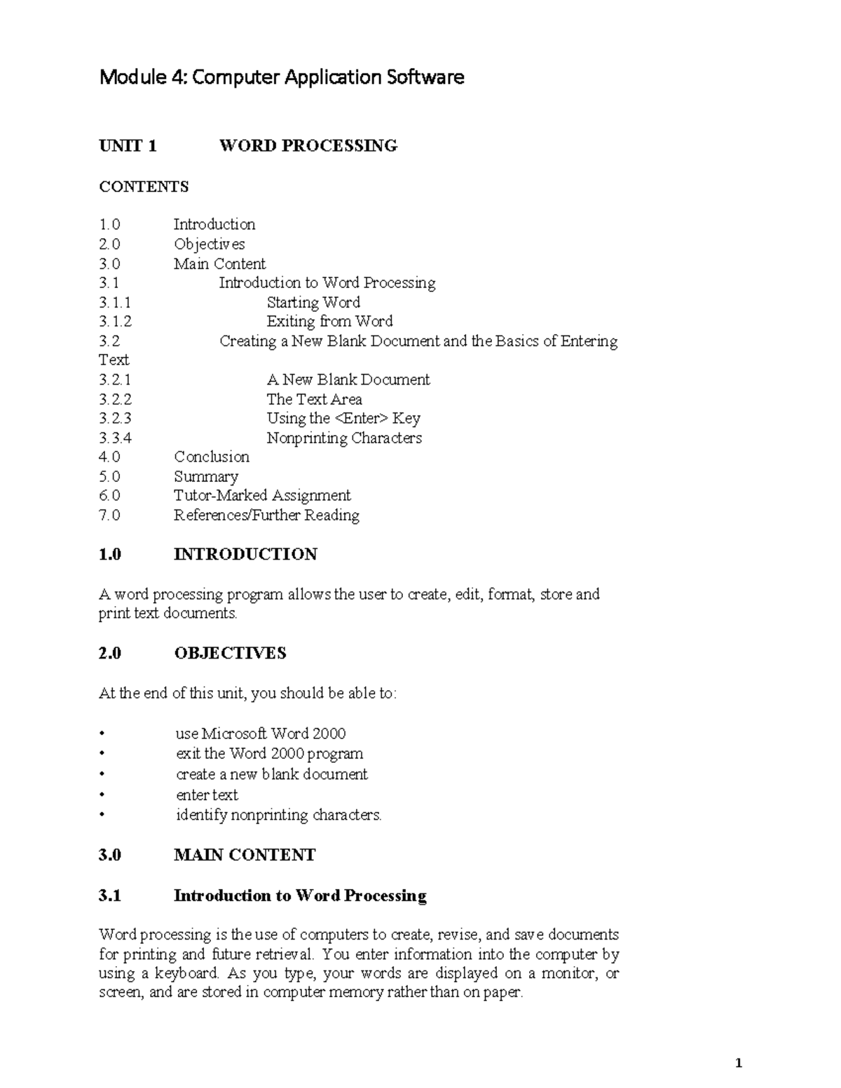 GST103 Moudle 4 - My practice materials - Module 4 : Computer Application Software UNIT 1 WORD ...