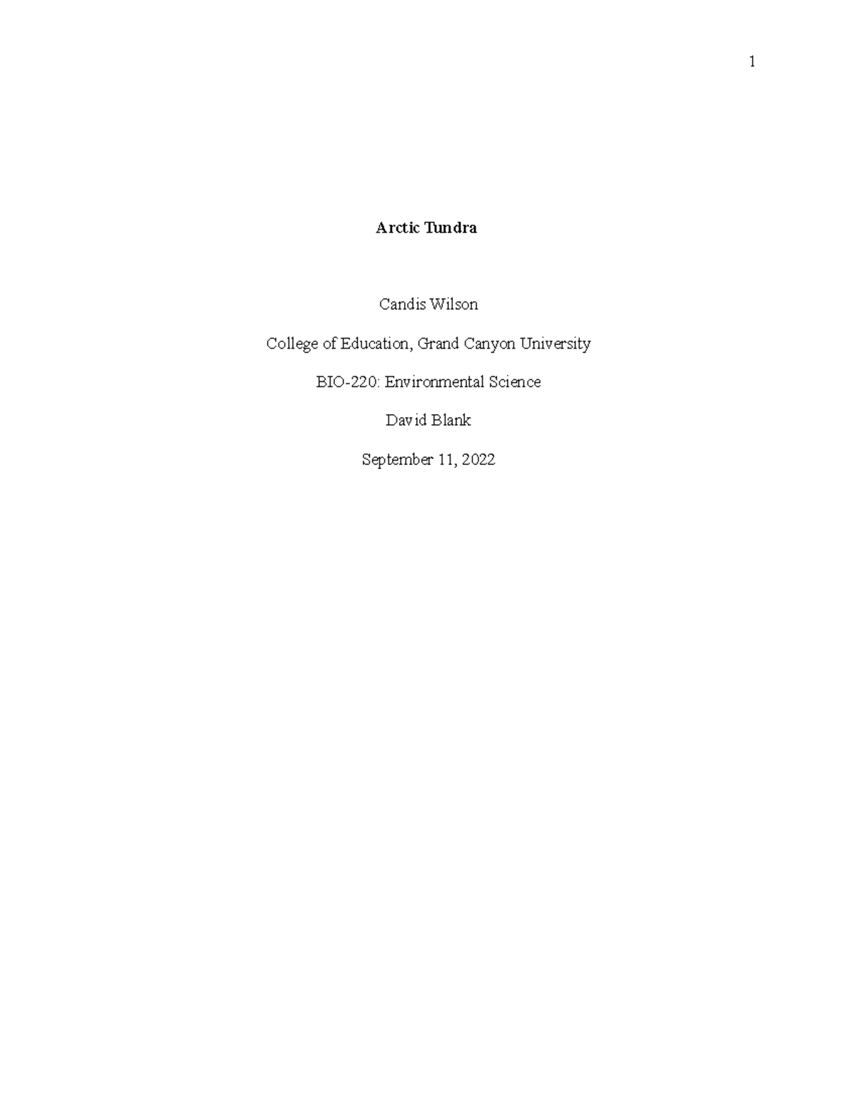 Arctic Tundra Biome - ecosystem essay - Arctic Tundra Candis Wilson ...