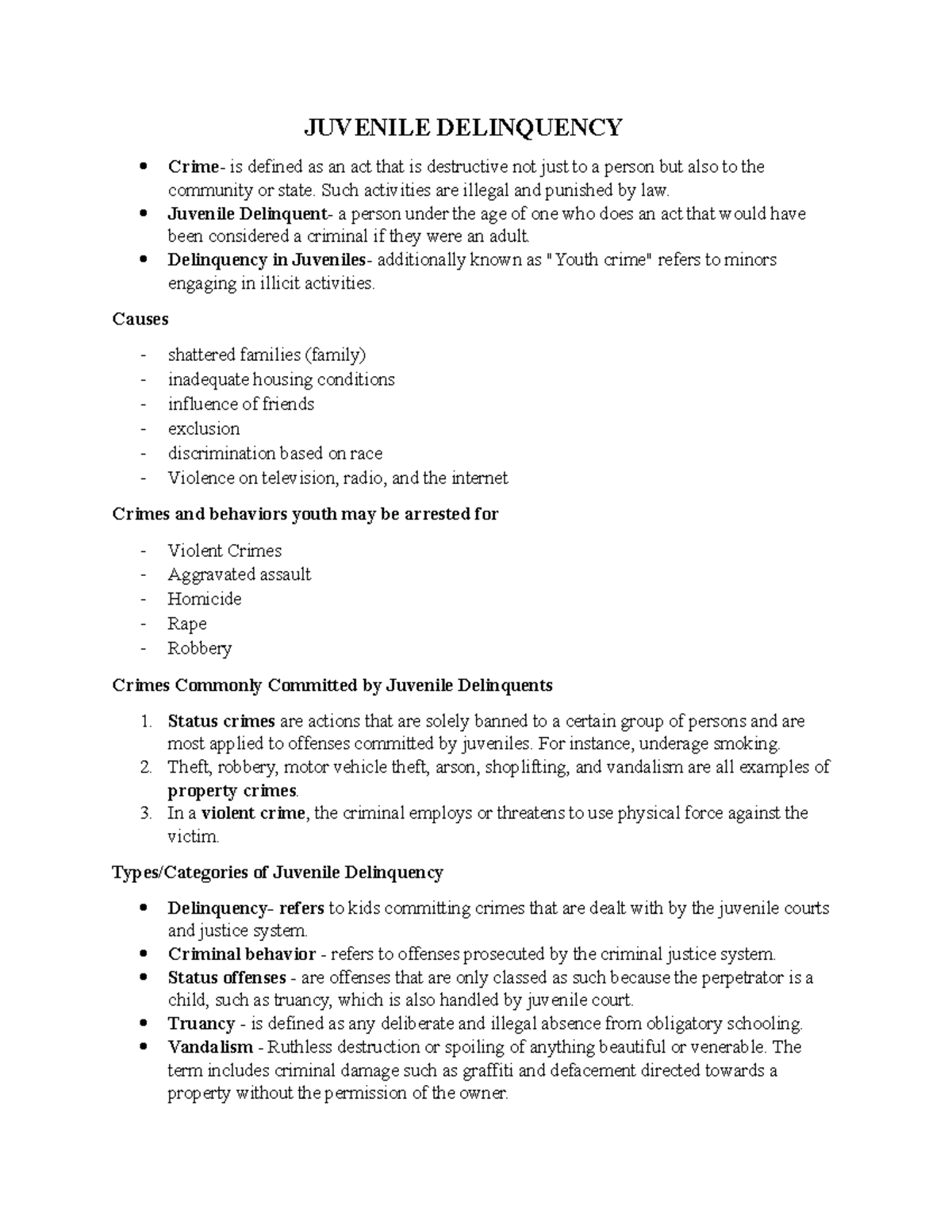 Juvenile Delinquency - JUVENILE DELINQUENCY Crime - is defined as an ...