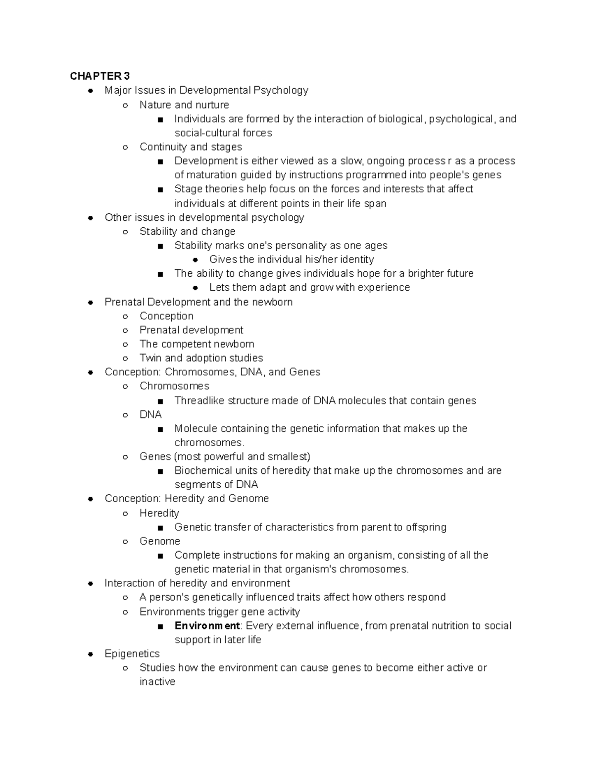 Psych Chapter 3 - Everything that was in my notes was on the exams ...