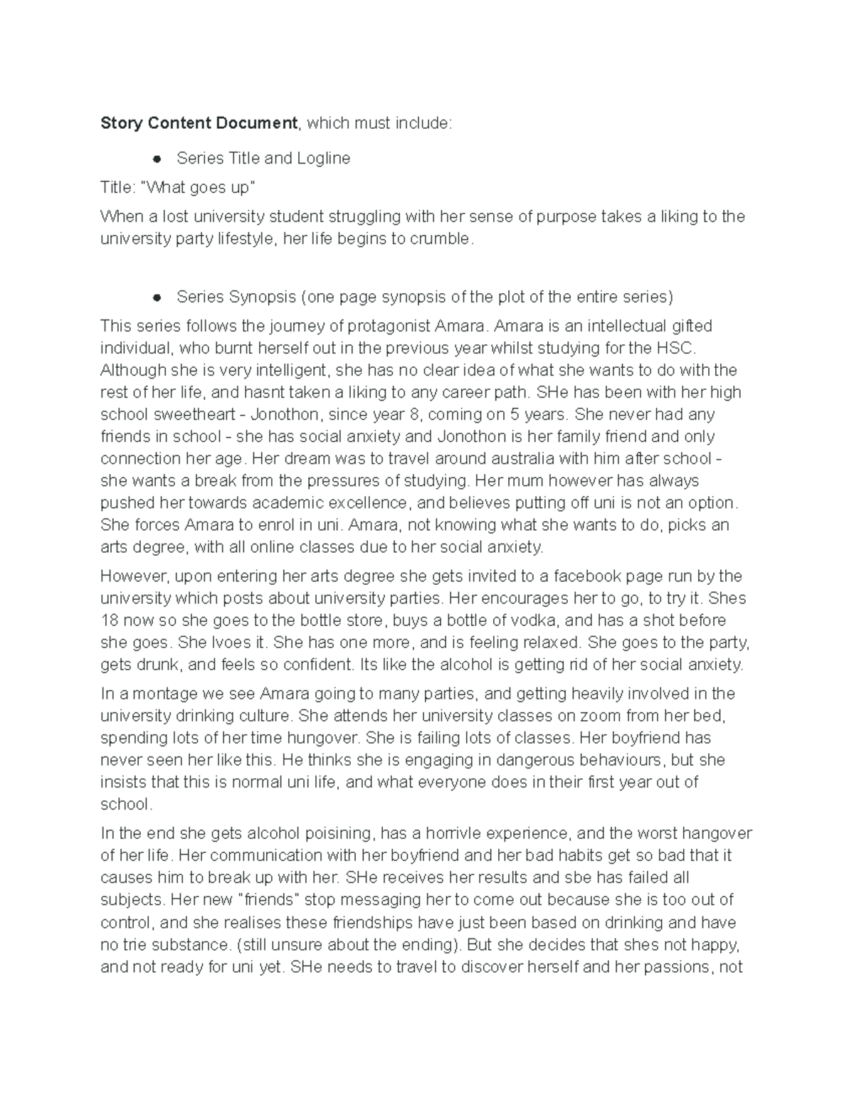CPD Story Content Document - Story Content Document, which must include ...