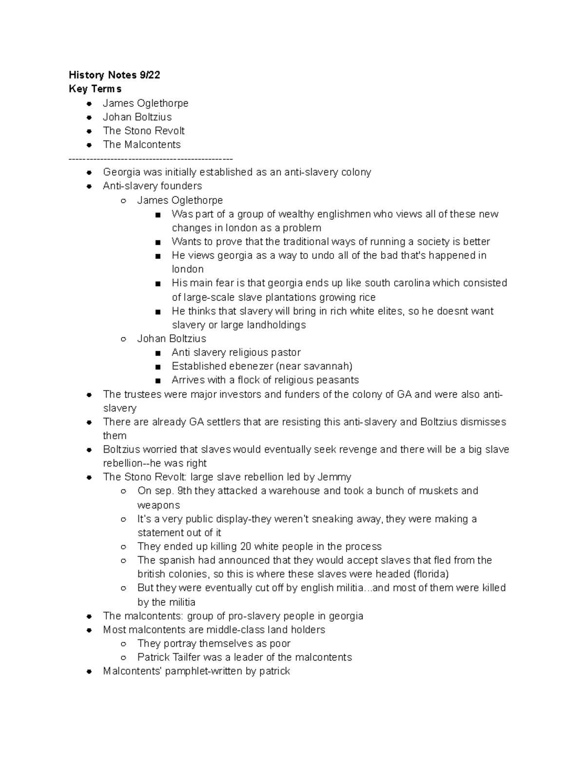HIST-Notes 9 22 2021 - Lecture Notes for American History Class ...