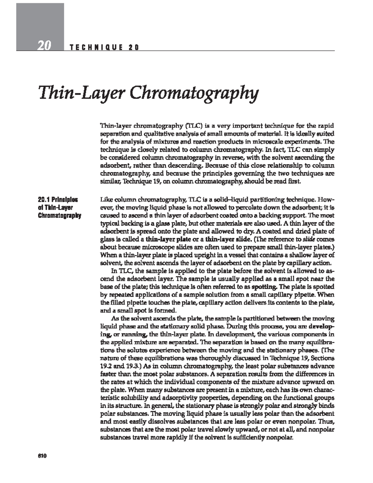 TLC reading - wqrqwr - 20 TECHNIQUE 20 Chromatography chromatography ...