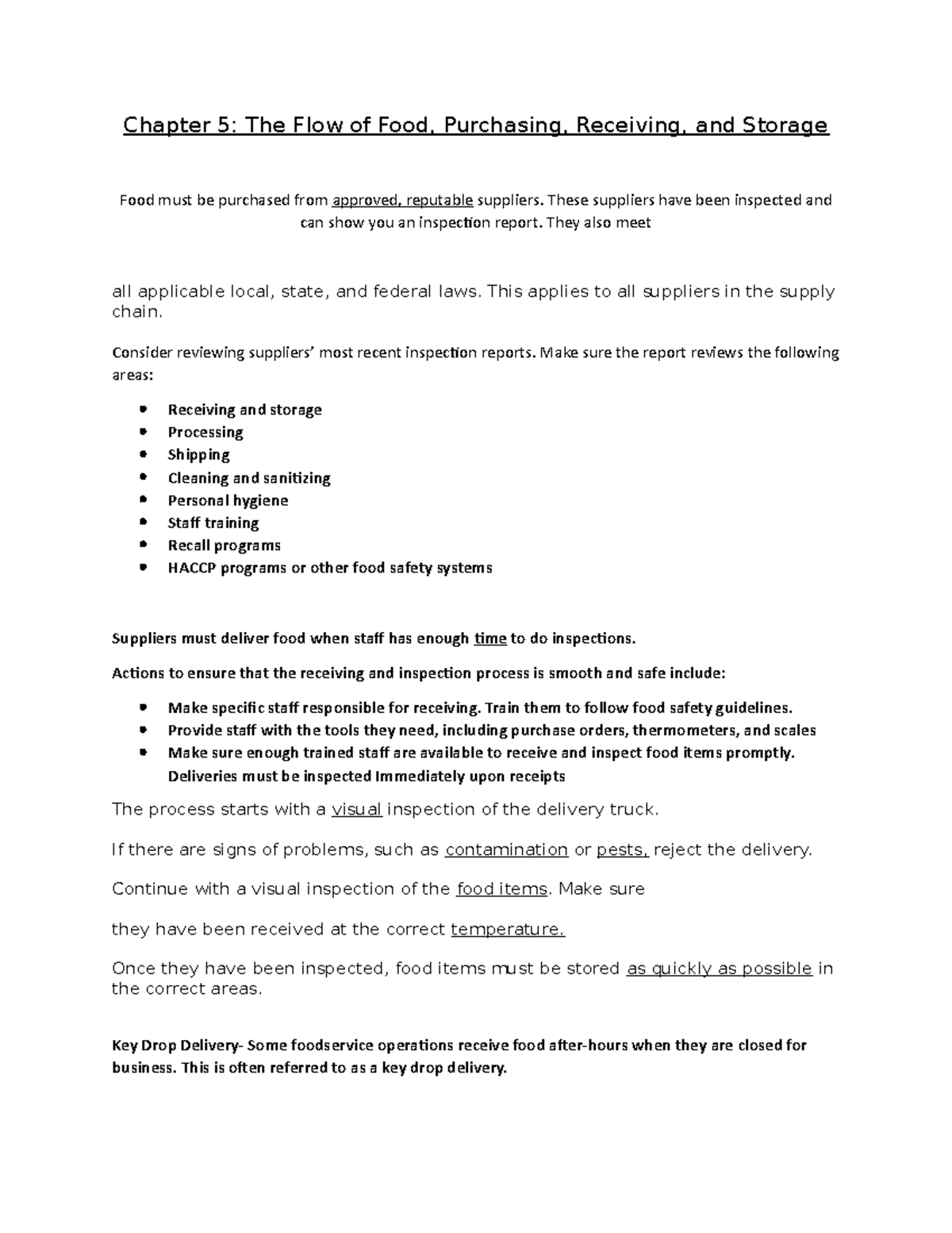 Chapter 5 The Flow of Food, Purchasing, Receiving, and Storage - These ...