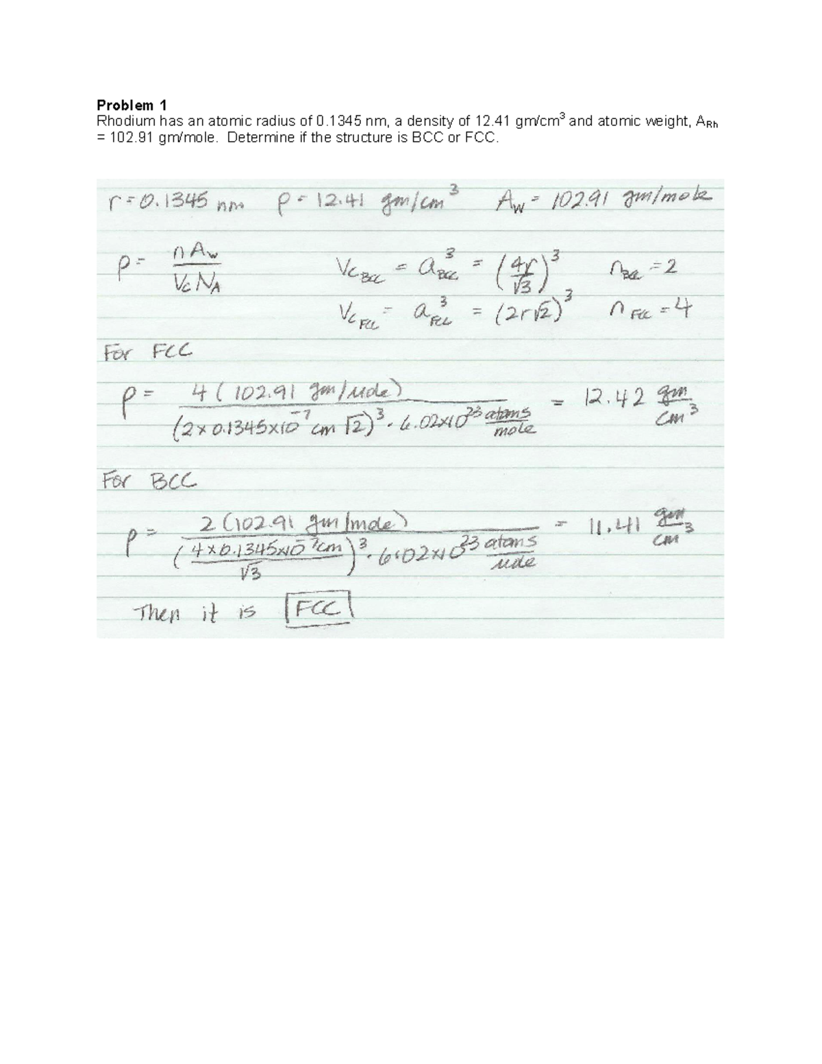 Relating Density Structure Solution - Rhodium has an atomic radius of 0 ...