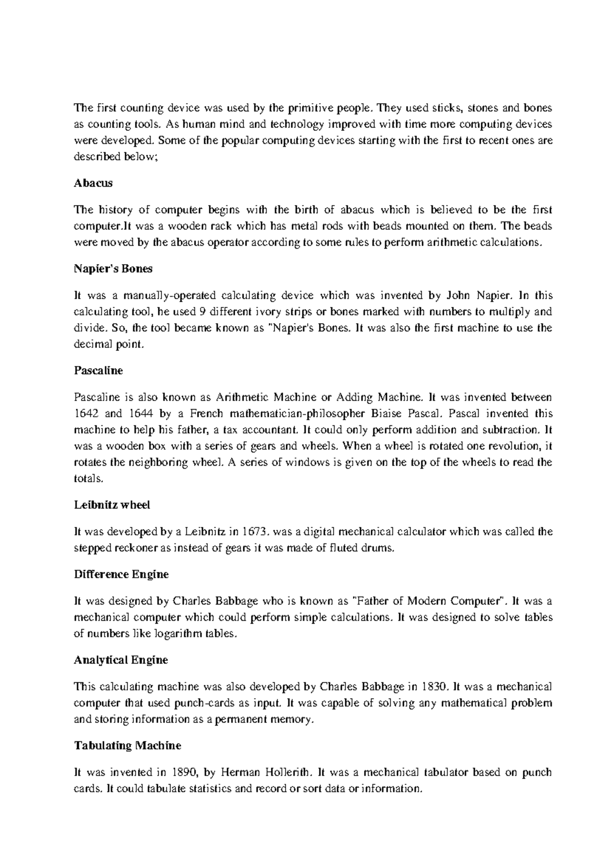 History of Computers - The first counting device was used by the ...