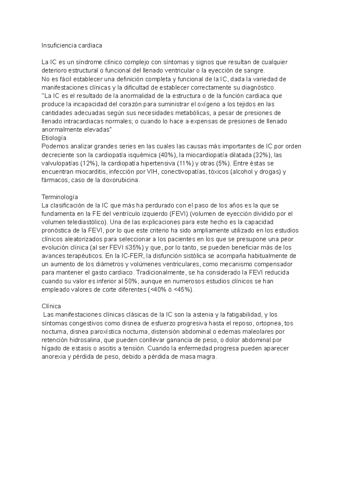 Insuficiencia cardiaca - No es fácil establecer una definición completa ...