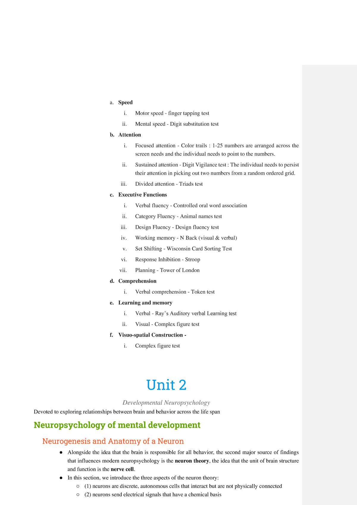 Introduction to Neuropsychology Notes-16-29 - Christ University - Studocu