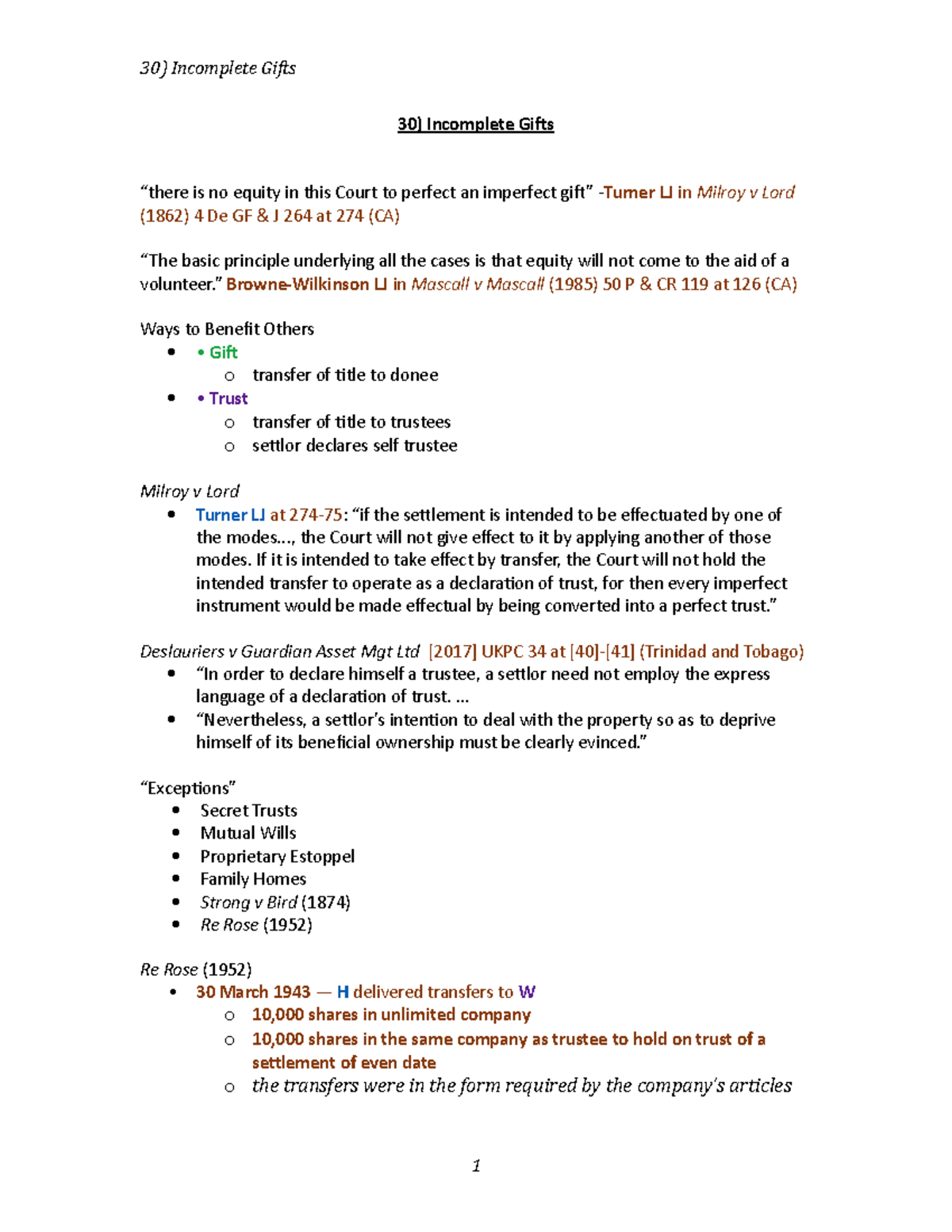 30) incomplete gifts - Lecture notes 30 - 30) Incomplete Gifts “there ...