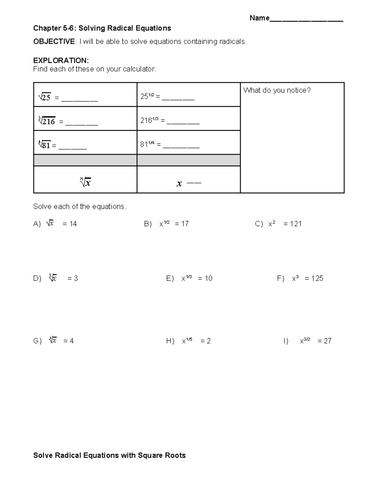 Chapter 5-6 Note Packet - Name__________________ Chapter 5-6: Solving ...