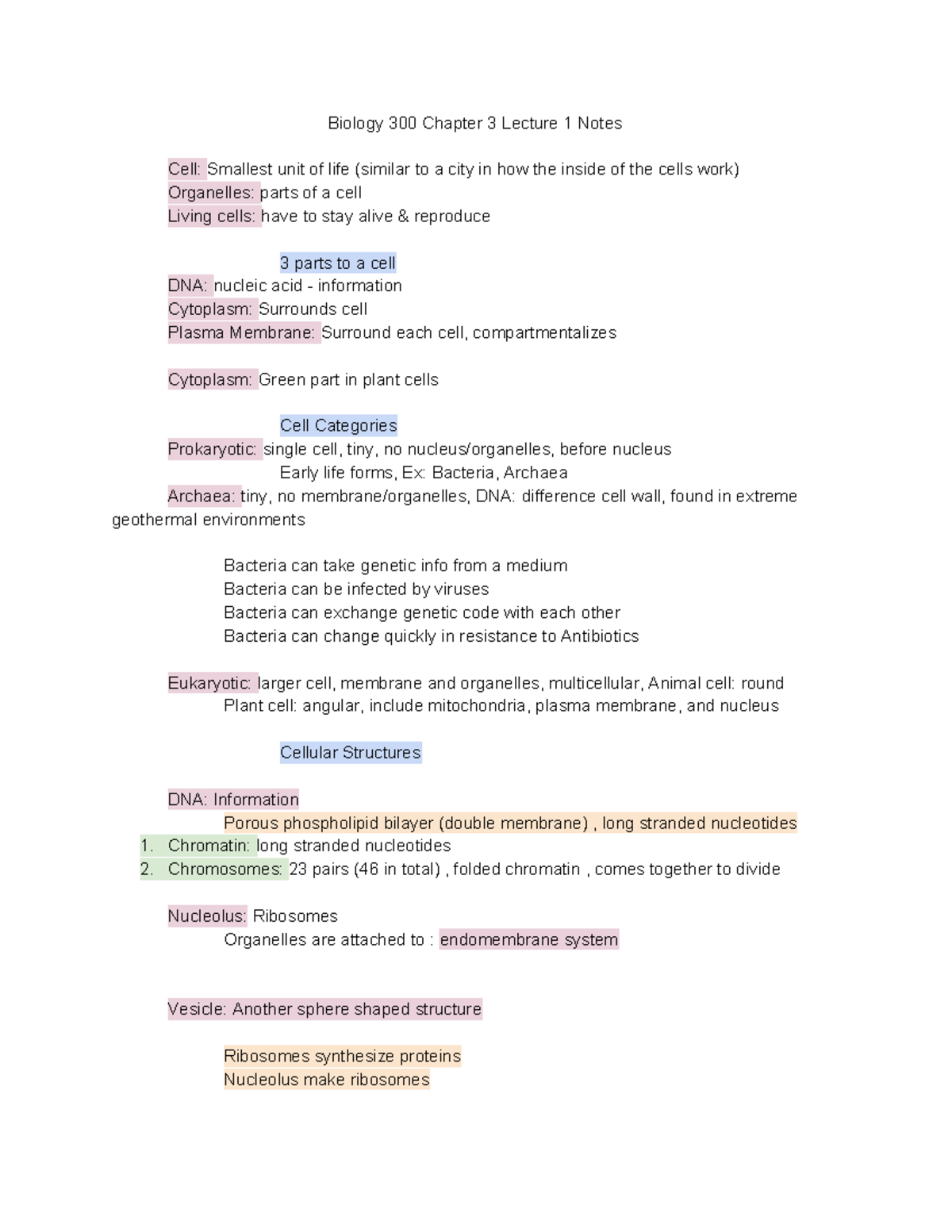 Chapter 3 Lecture 1 Professor Carney ARC - Biology 300 Chapter 3 ...