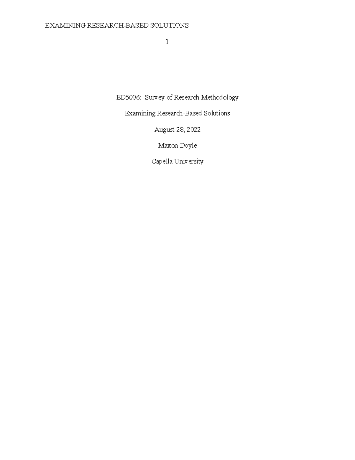 ED5006 u07a01 - Examining Research- Based Solutions - 1 ED5006: Survey ...