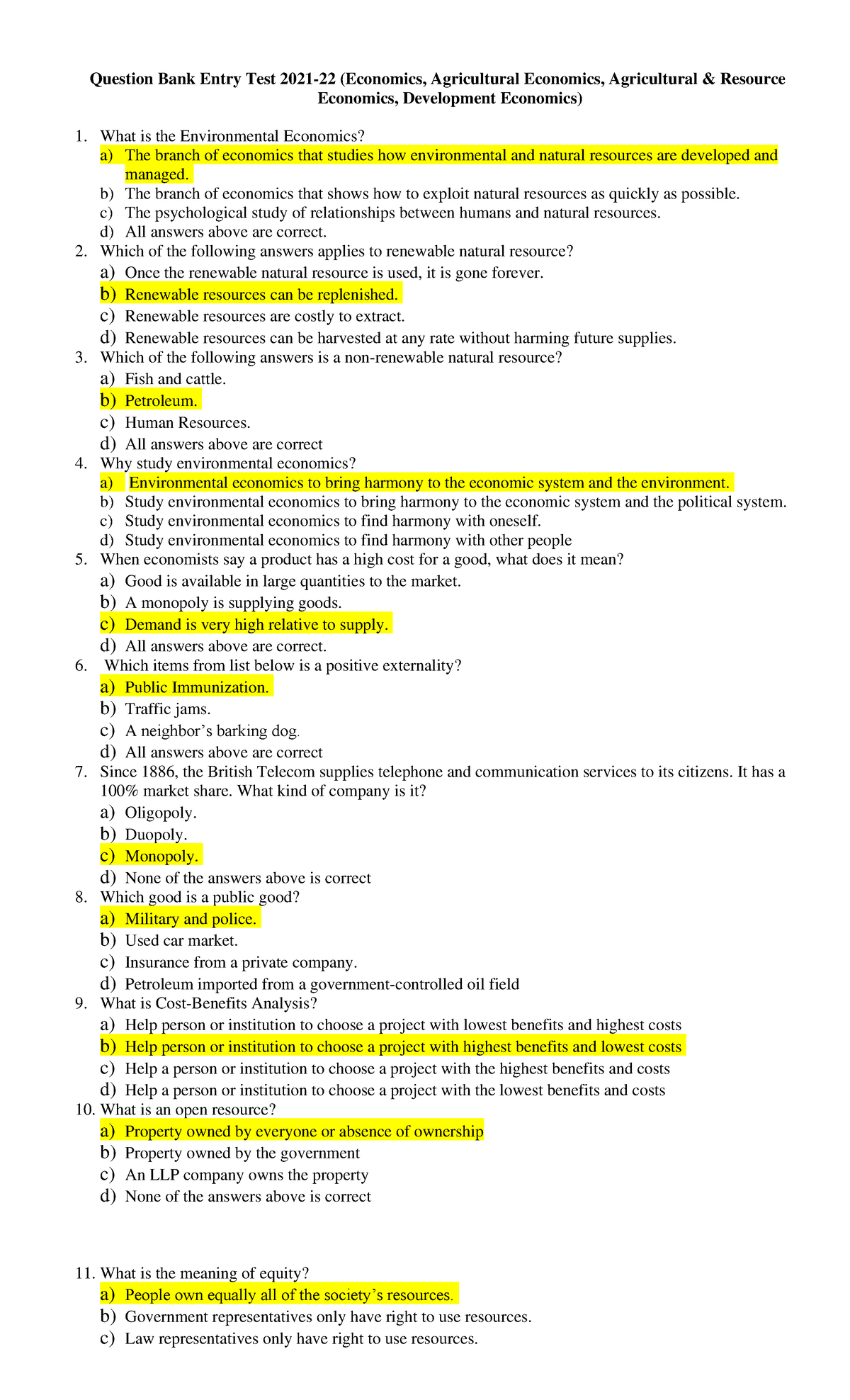 Question bank (Economics)-entry-test-2021-22 - Copy - Question Bank ...