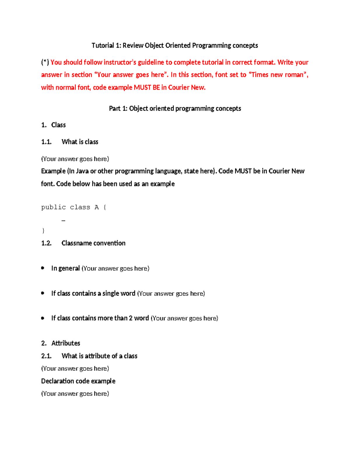 CH00 Tutorial Java Test - Tutorial 1: Review Object Oriented ...