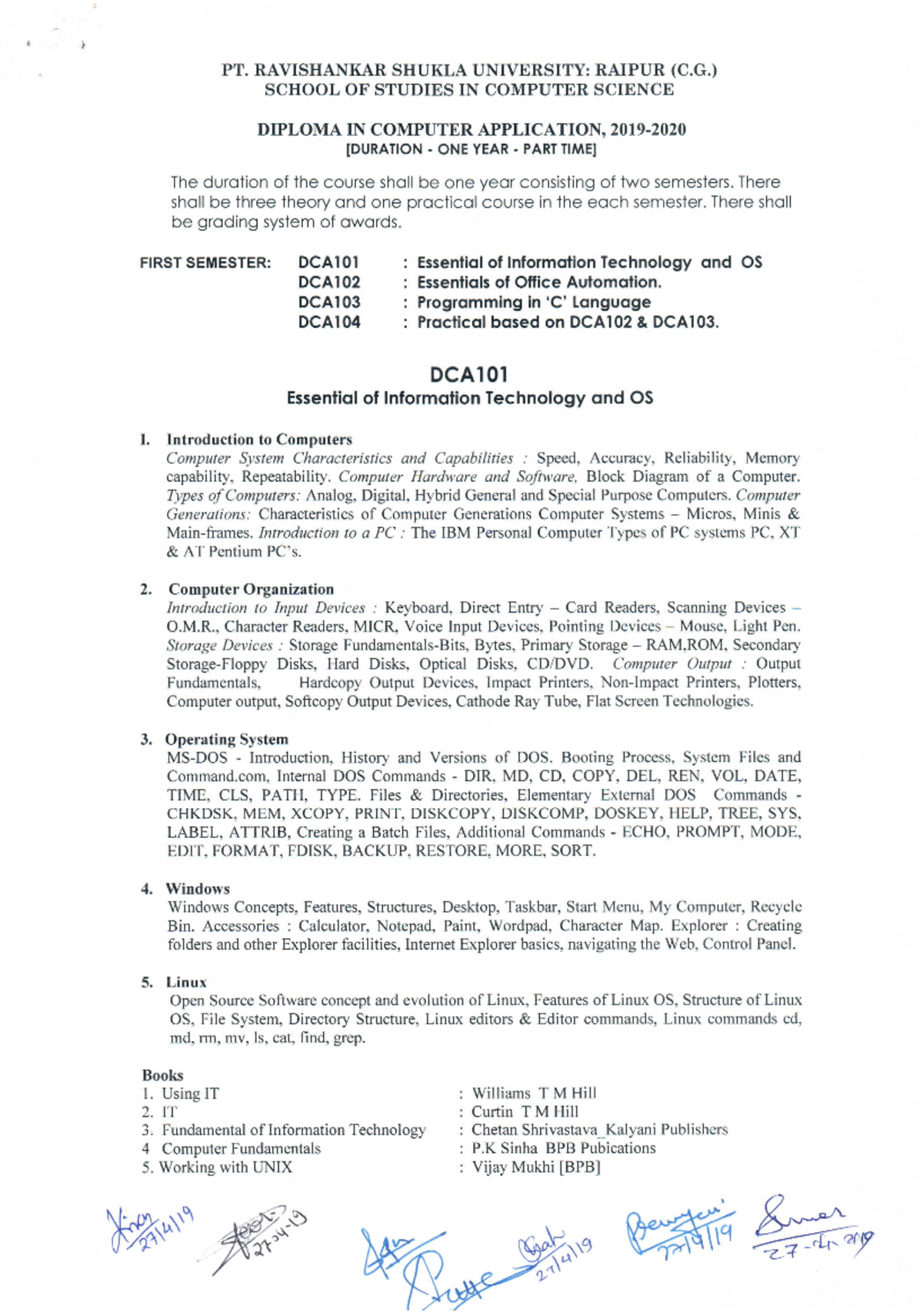 DCA NEW syllabus - C language practical - post gradution diploma in ...