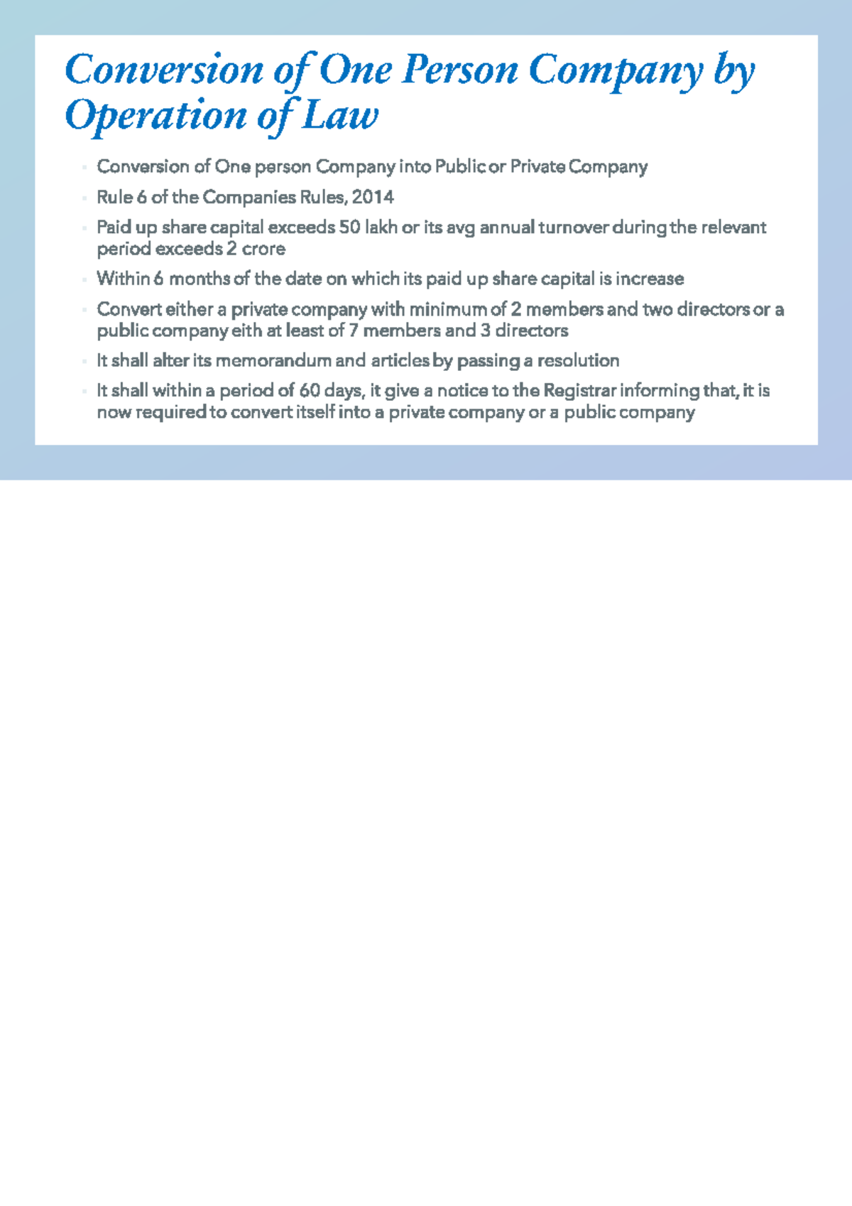 Conversion of a Company - Corporate Law & Business Regulation ...
