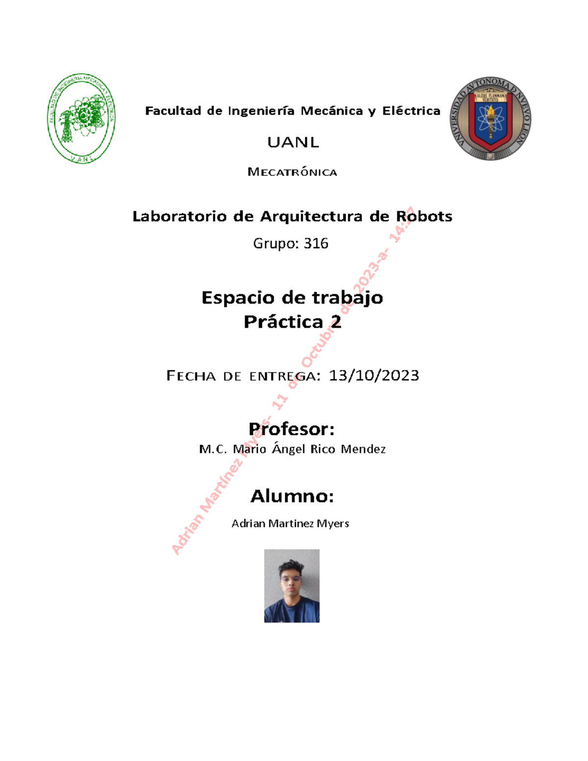 1861031 Pract 2 WS - Espacio de trabajo de un robot - Facultad de ...