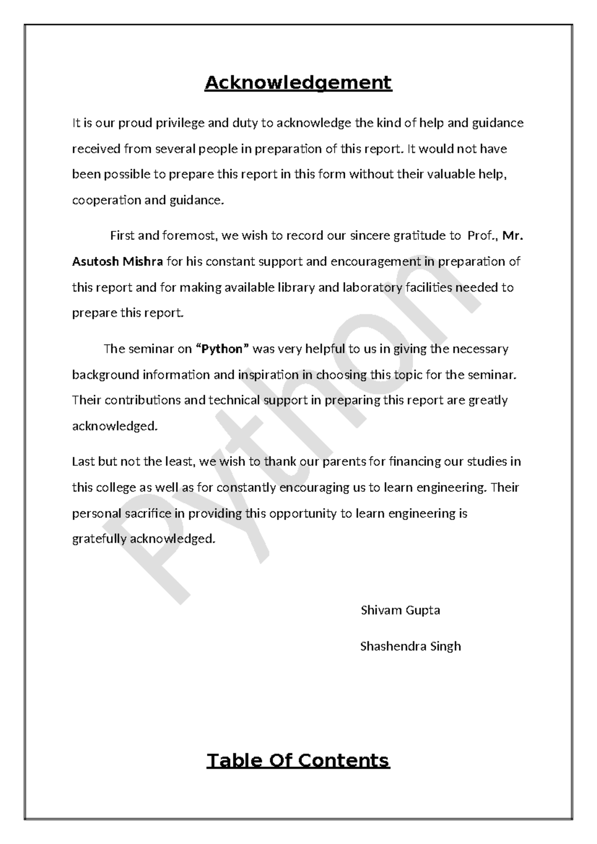 Seminarreportnew-160403194657 - Acknowledgement It is our proud ...