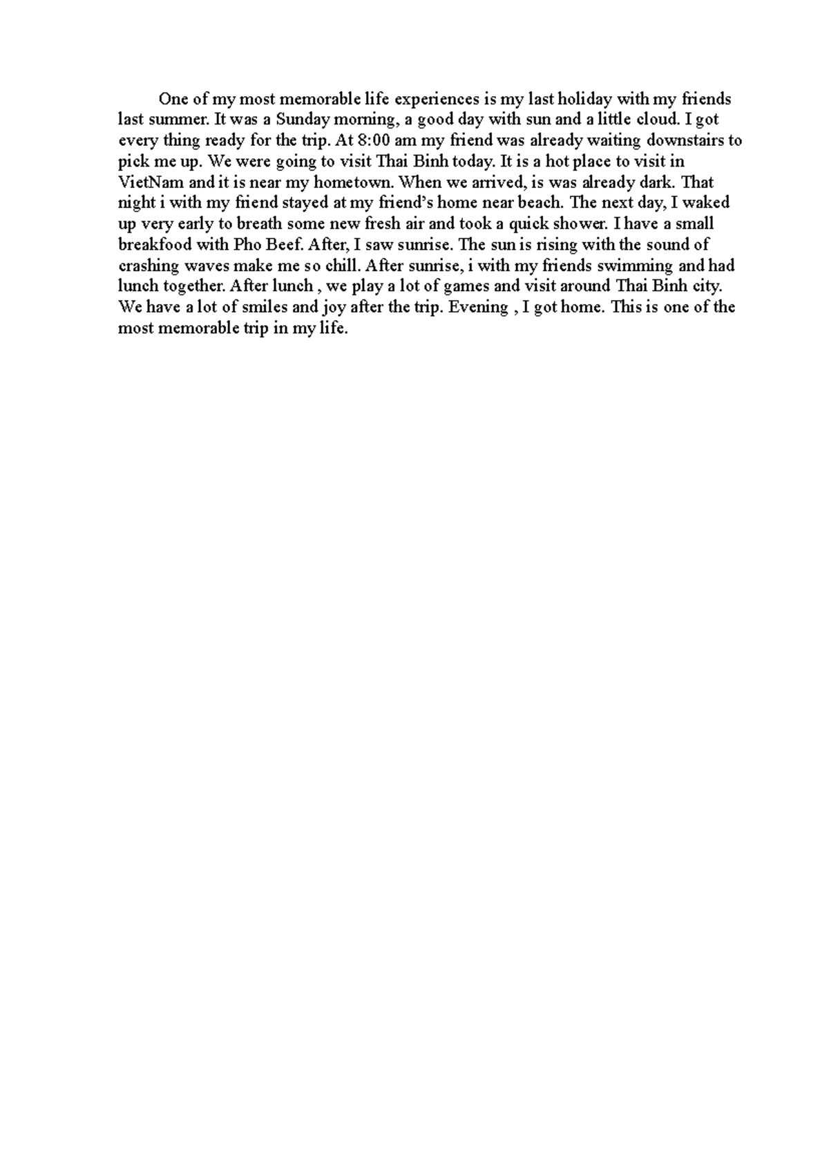 Unit 1-TA 3 - Unit 1, writing - One of my most memorable life ...