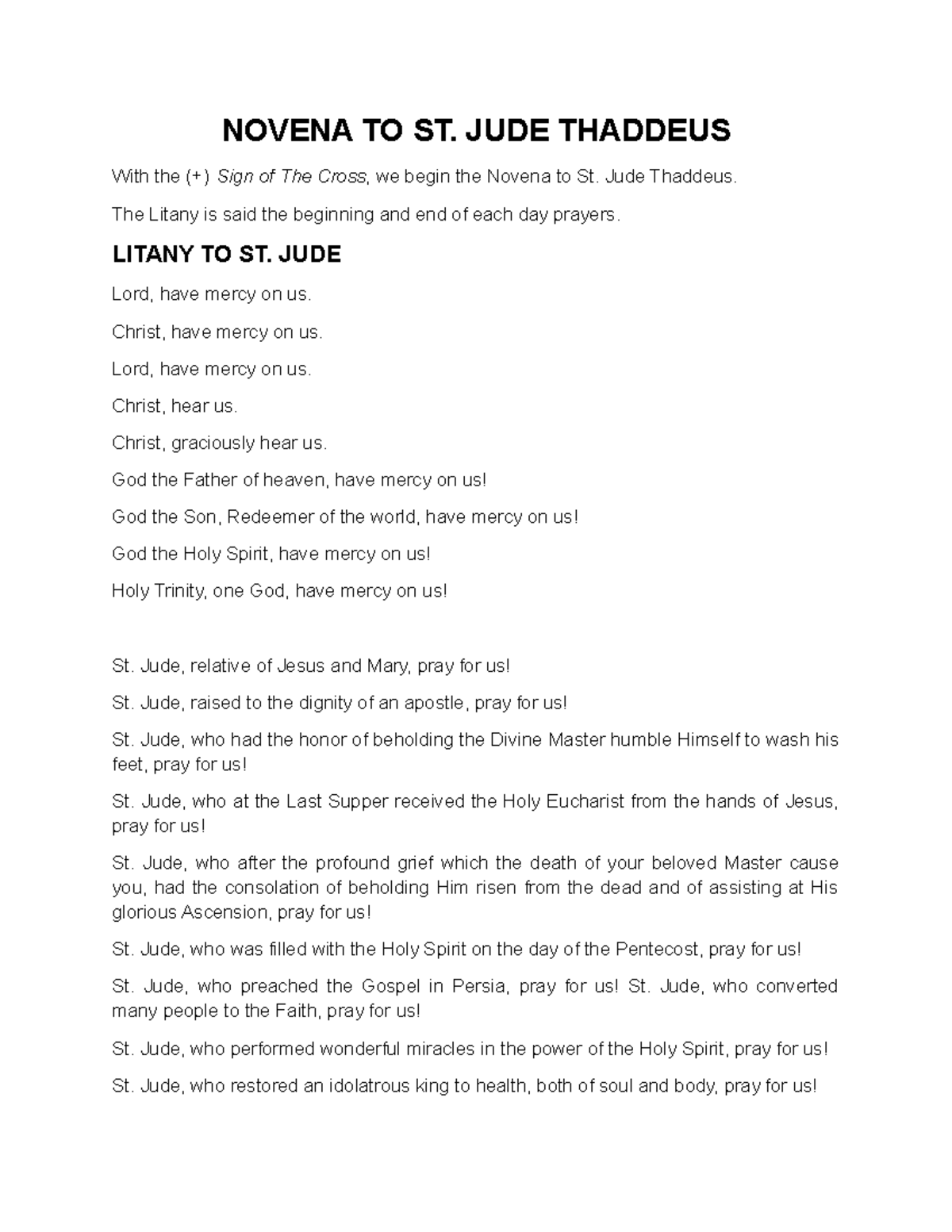 ST. JUDE - 9 Days Novena - NOVENA TO ST. JUDE THADDEUS With the ...