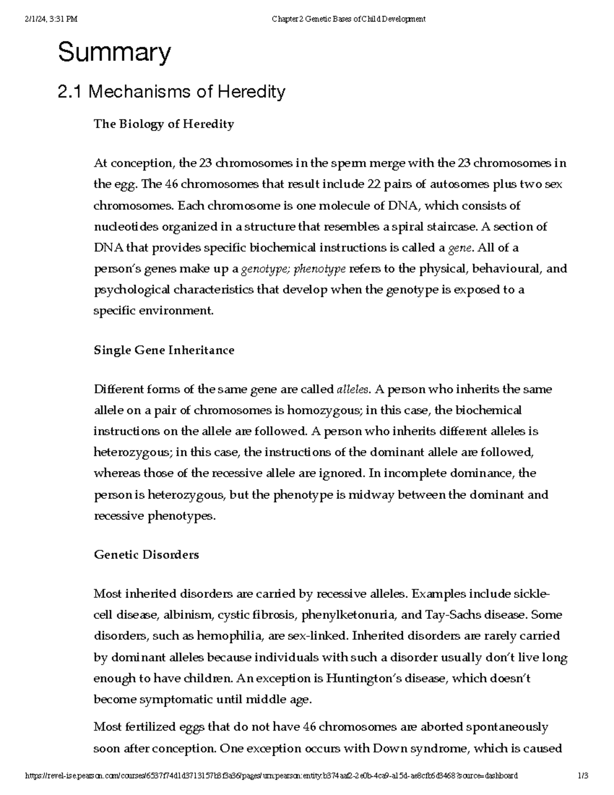 Chapter 2 Genetic Bases of Child Development - 2/1/24, 3:31 PM Chapter ...