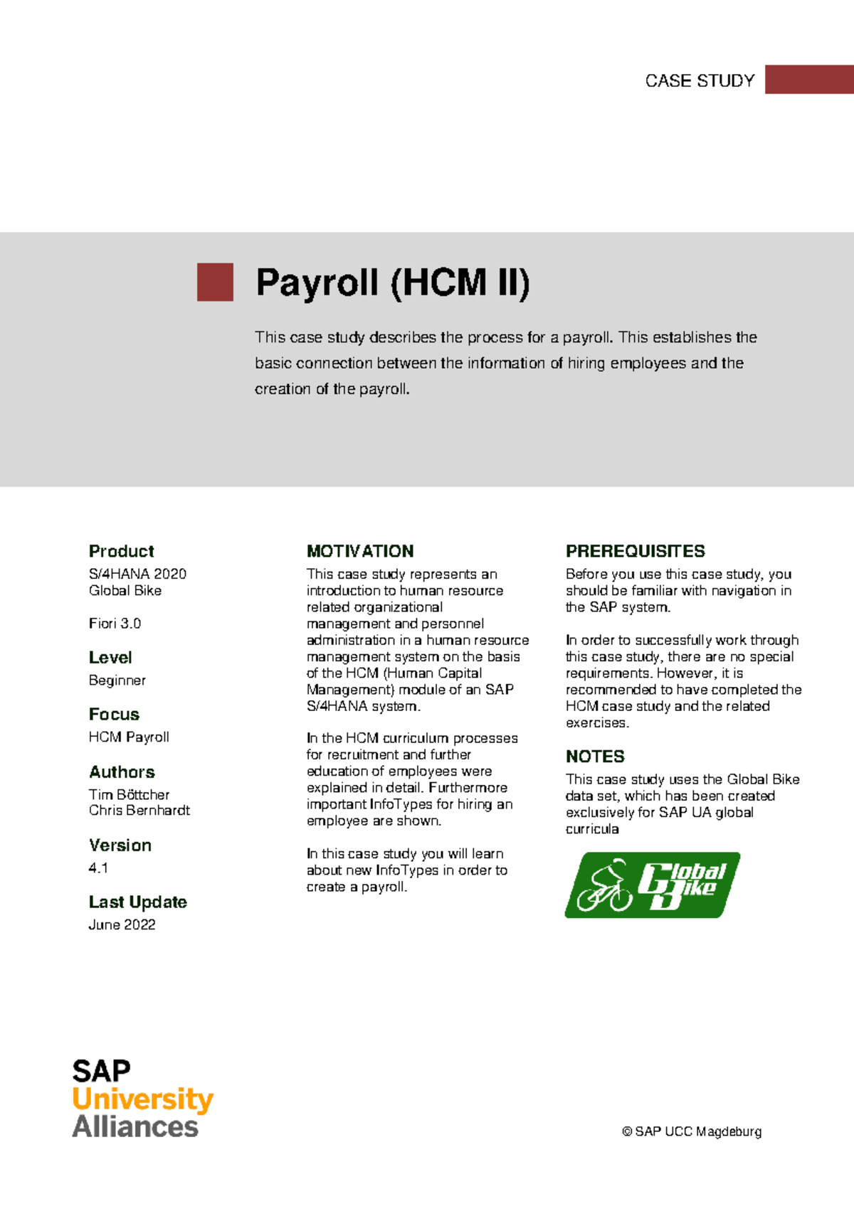 Intro S4HANA Using Global Bike Case Study HCM II en v4 - © SAP UCC ...