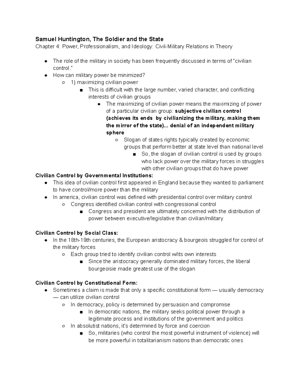 Module 5 reading comp poli - Samuel Huntington, The Soldier and the ...