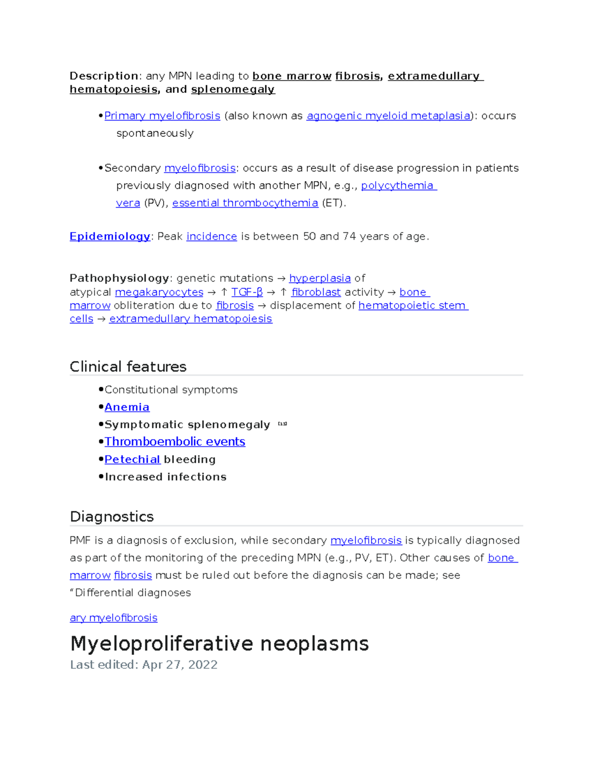 Document (12) - Biochemistry - Description: any MPN leading to bone ...