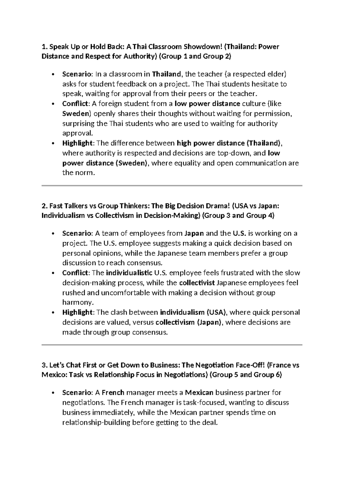 Cultural Scenarios Group Assignment - Speak Up or Hold Back: A Thai ...