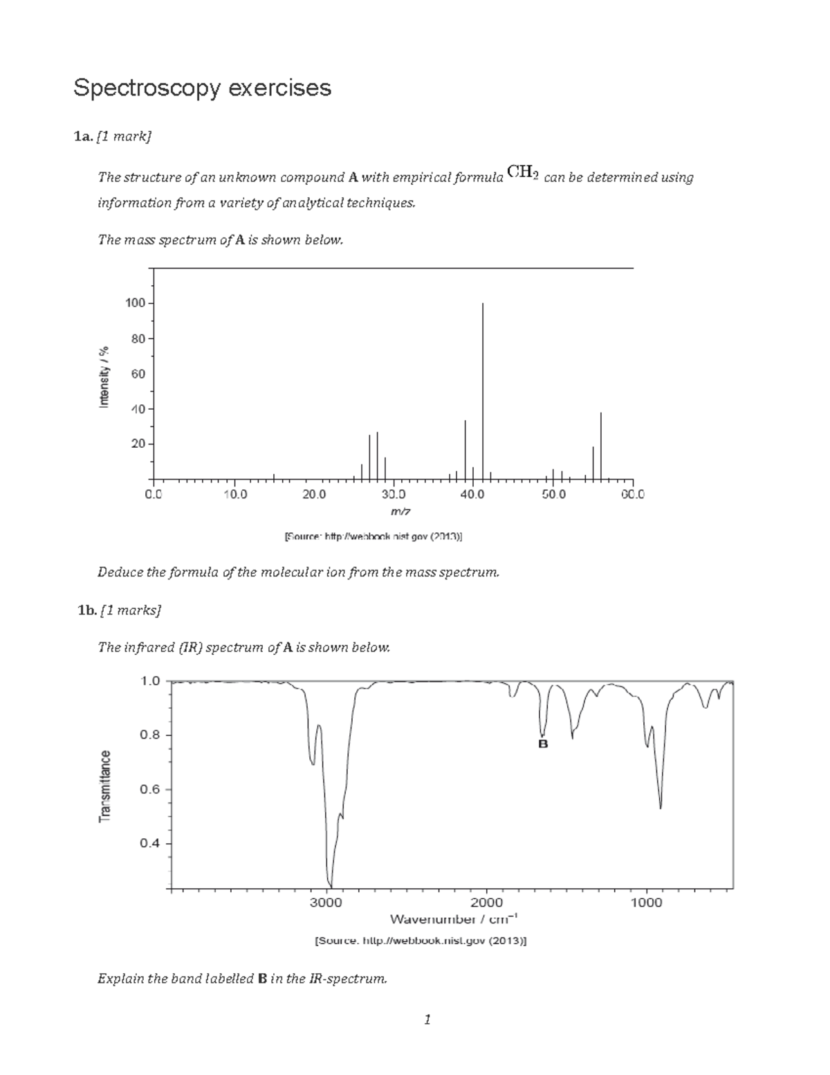 Spectroscopy exercises SL - Spectroscopy exercises 1a. [1 mark] The ...