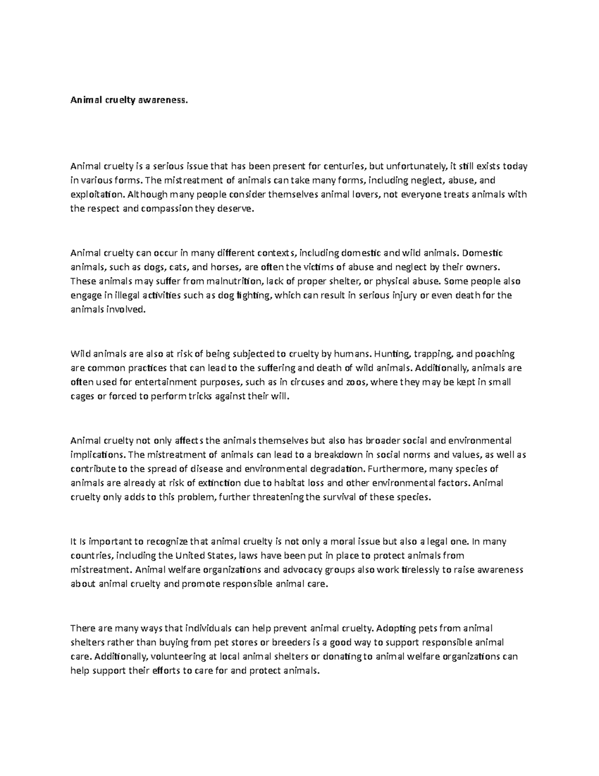 Animal cruelty - Animal cruelty is a serious issue that has been present for centuries, but ...