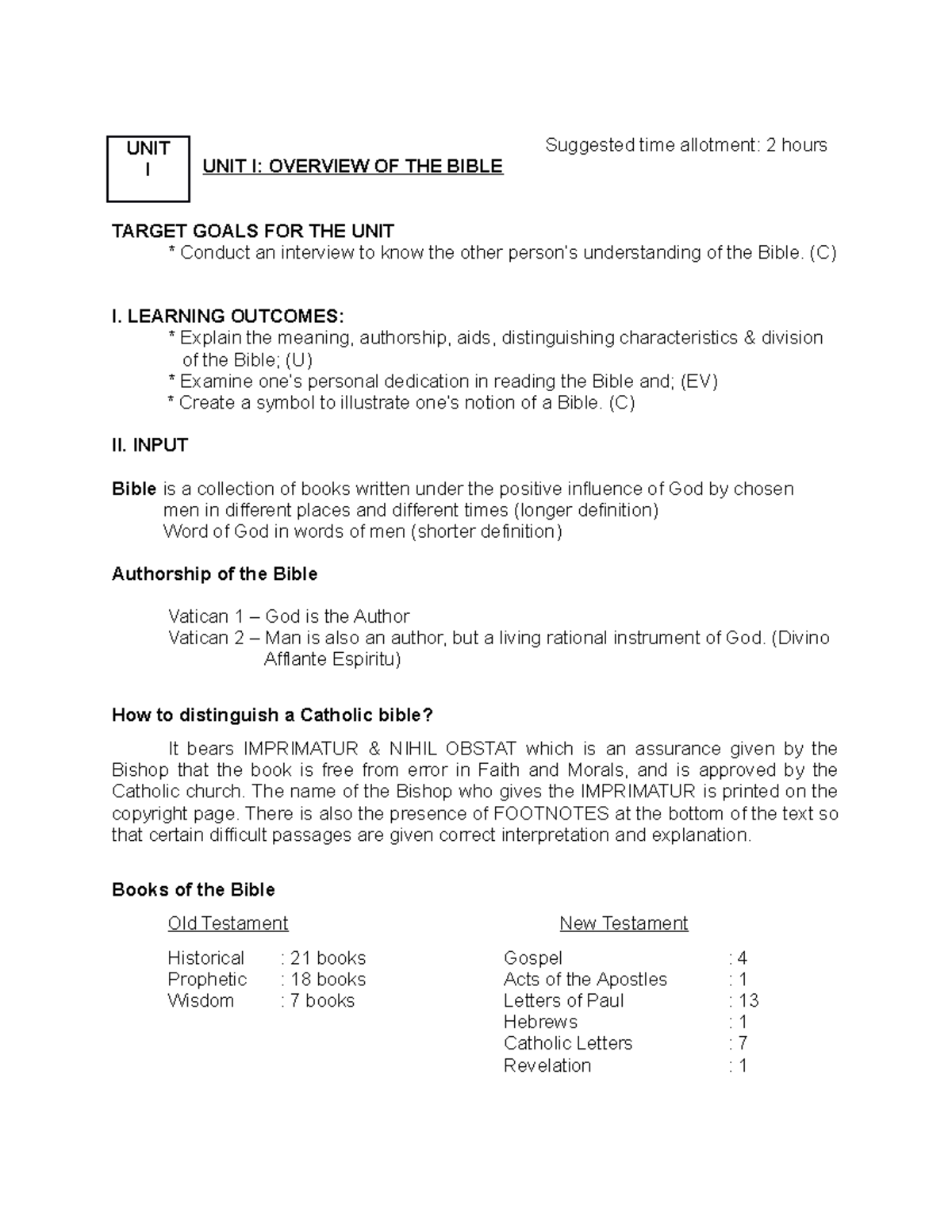 REED III Midterm Module - Suggested time allotment: 2 hours UNIT I ...
