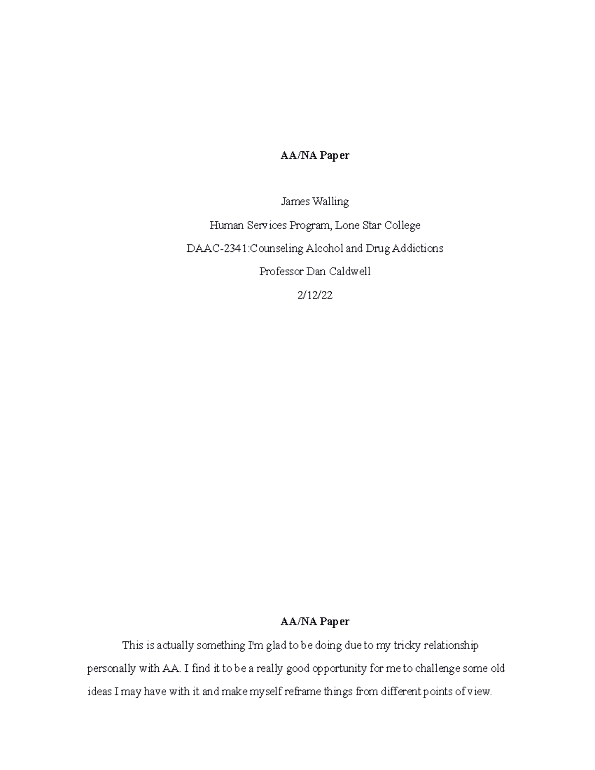 AA Paper - Grade: A Paper from expereince at AA meeting - AA/NA Paper ...