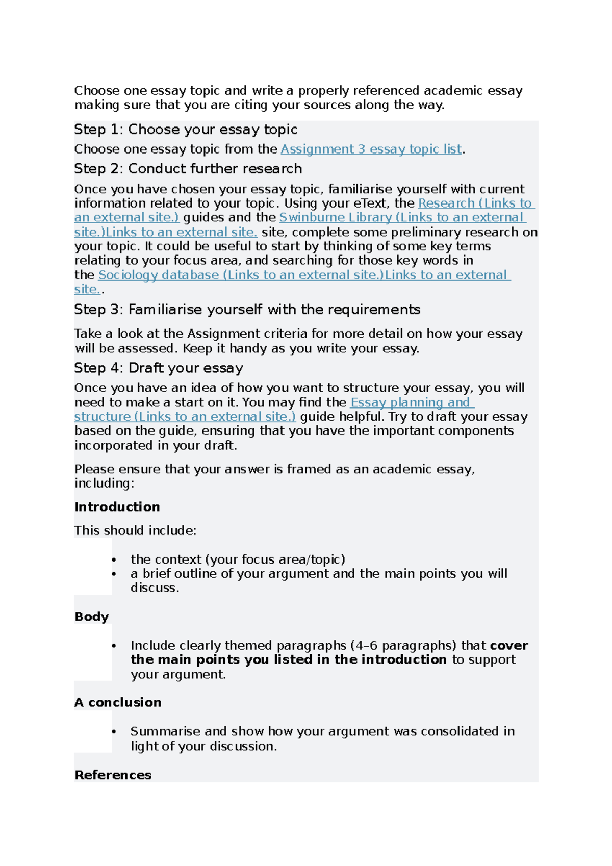 Essay topic - Step 1: Choose your essay topic Choose one essay topic ...