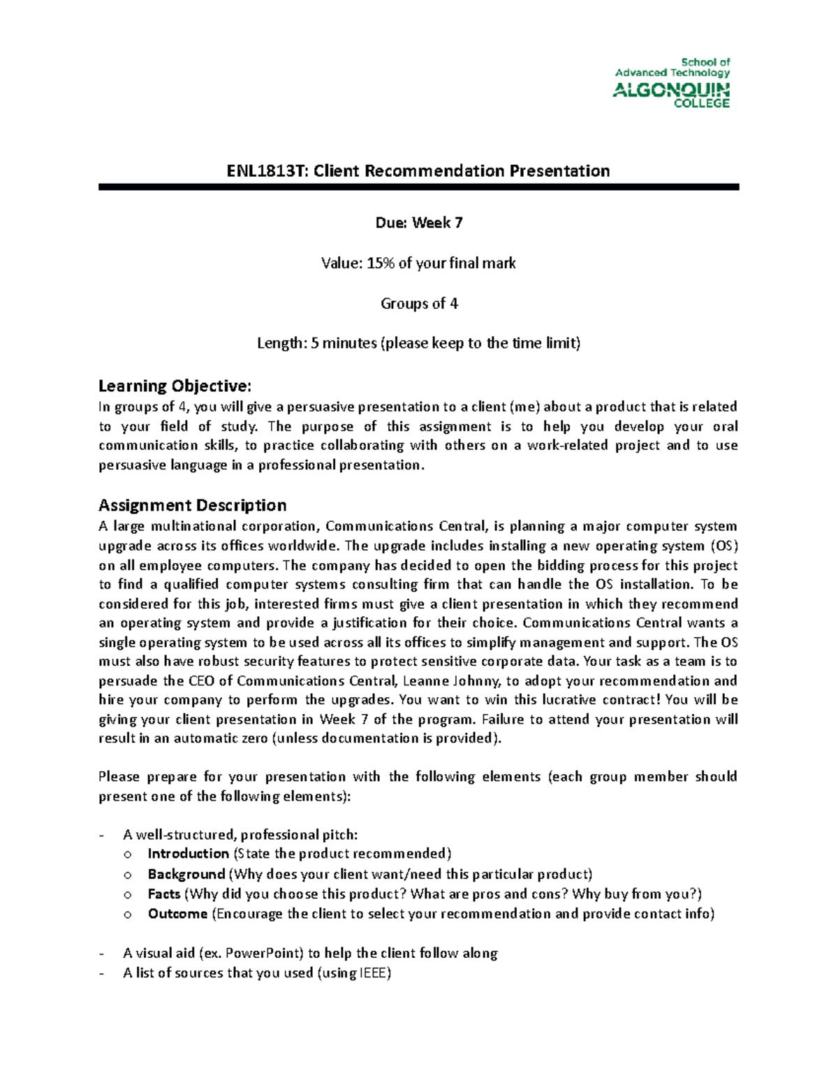 Assignment 3 Client Recommendation Assignment Computer Systems
