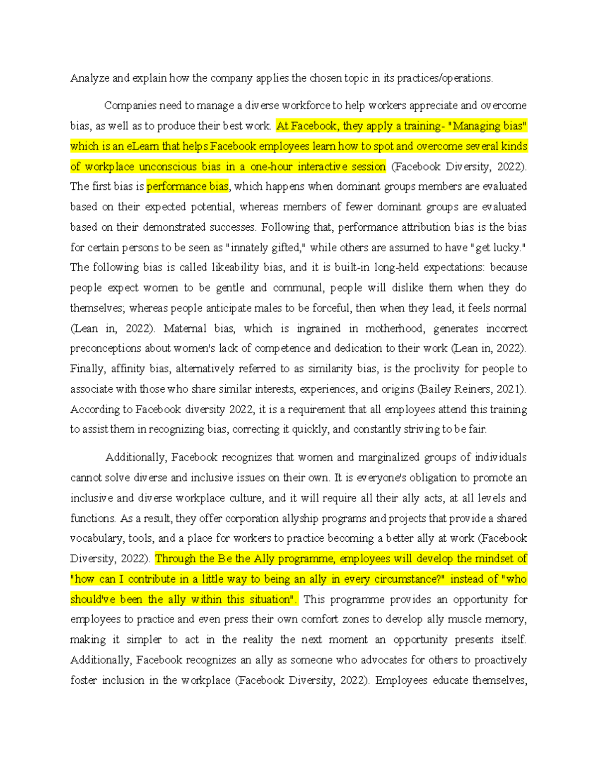 Analyze and explain how the company applies the chosen topic in its ...