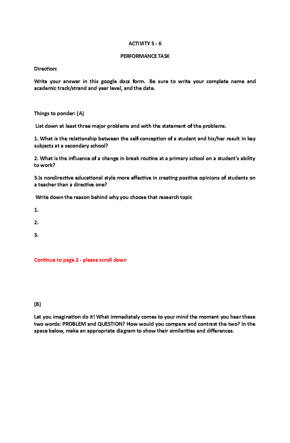 Activity 5.doc ann mitch - ACTIVITY 5 - 6 PERFORMANCE TASK Direction ...