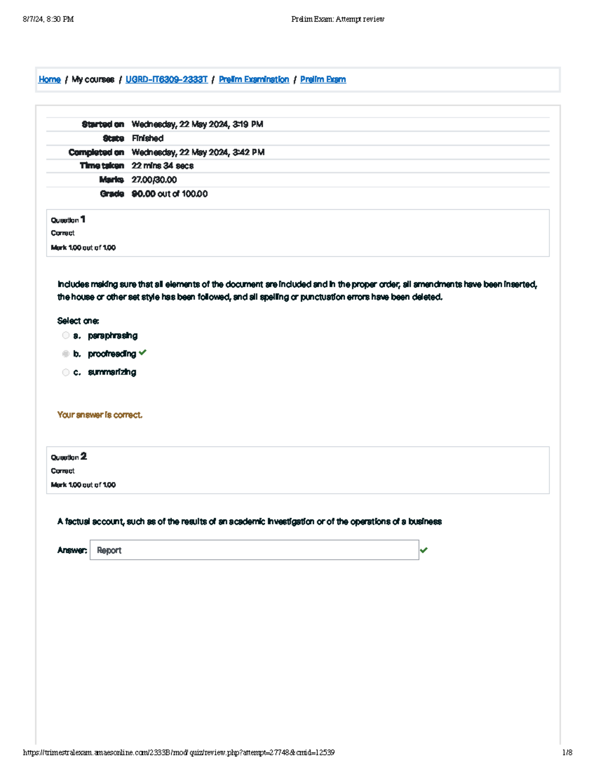 Prelim Exam Capstone 2 - Visual - Home / My courses / UGRD-IT6309-2333T ...