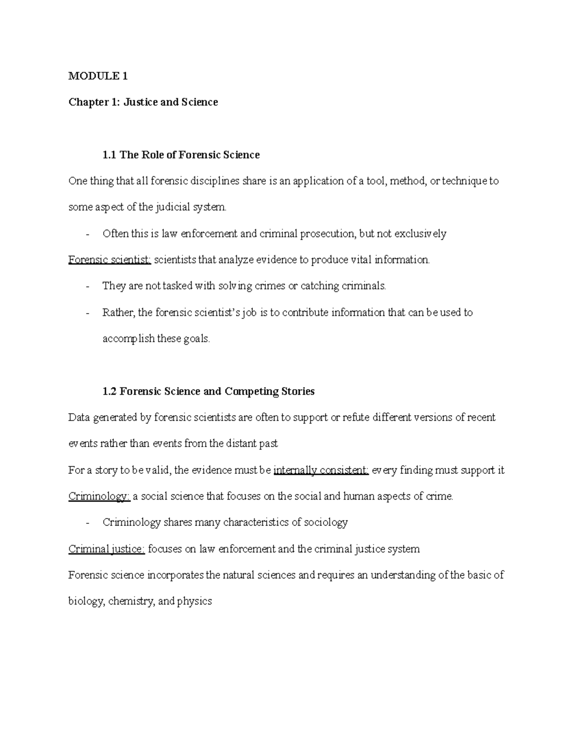 FIS 201 Introduction to Forensic Identification Chapter 1 Notes Part 1 ...