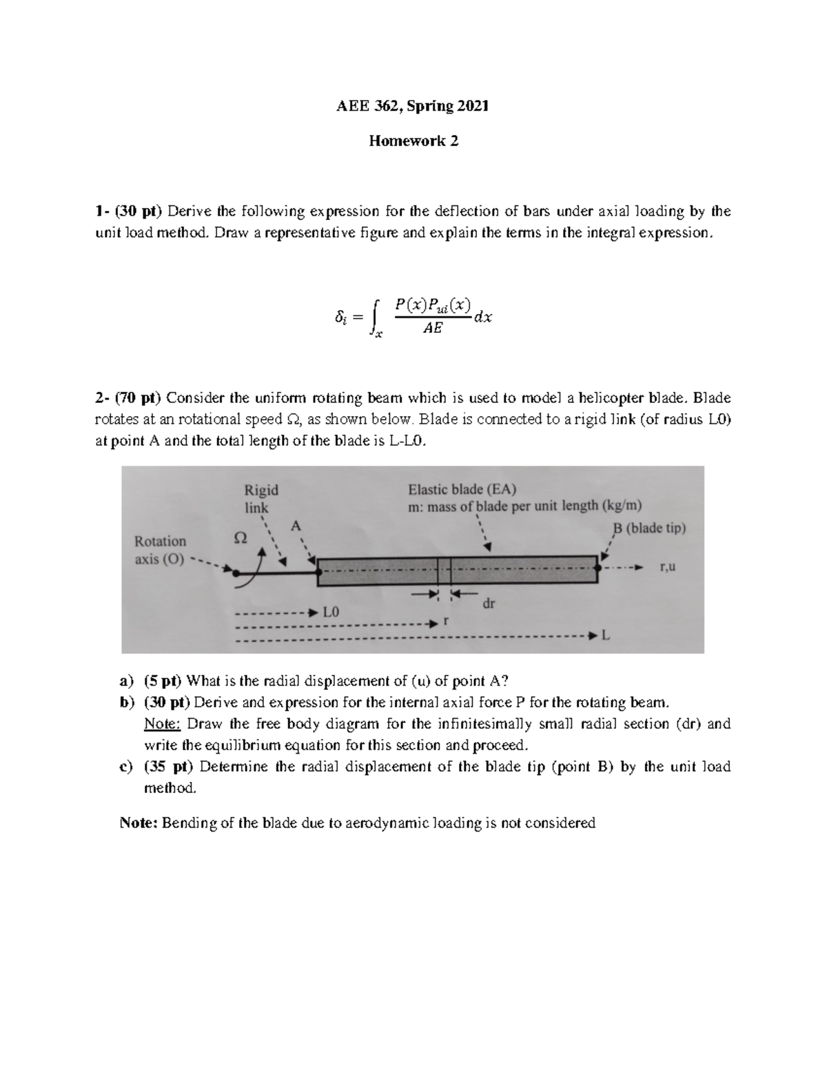 HW2 - Homework-2 - AEE 362, Spring 2021 Homework 2 1- (30 pt) Derive the following expression ...