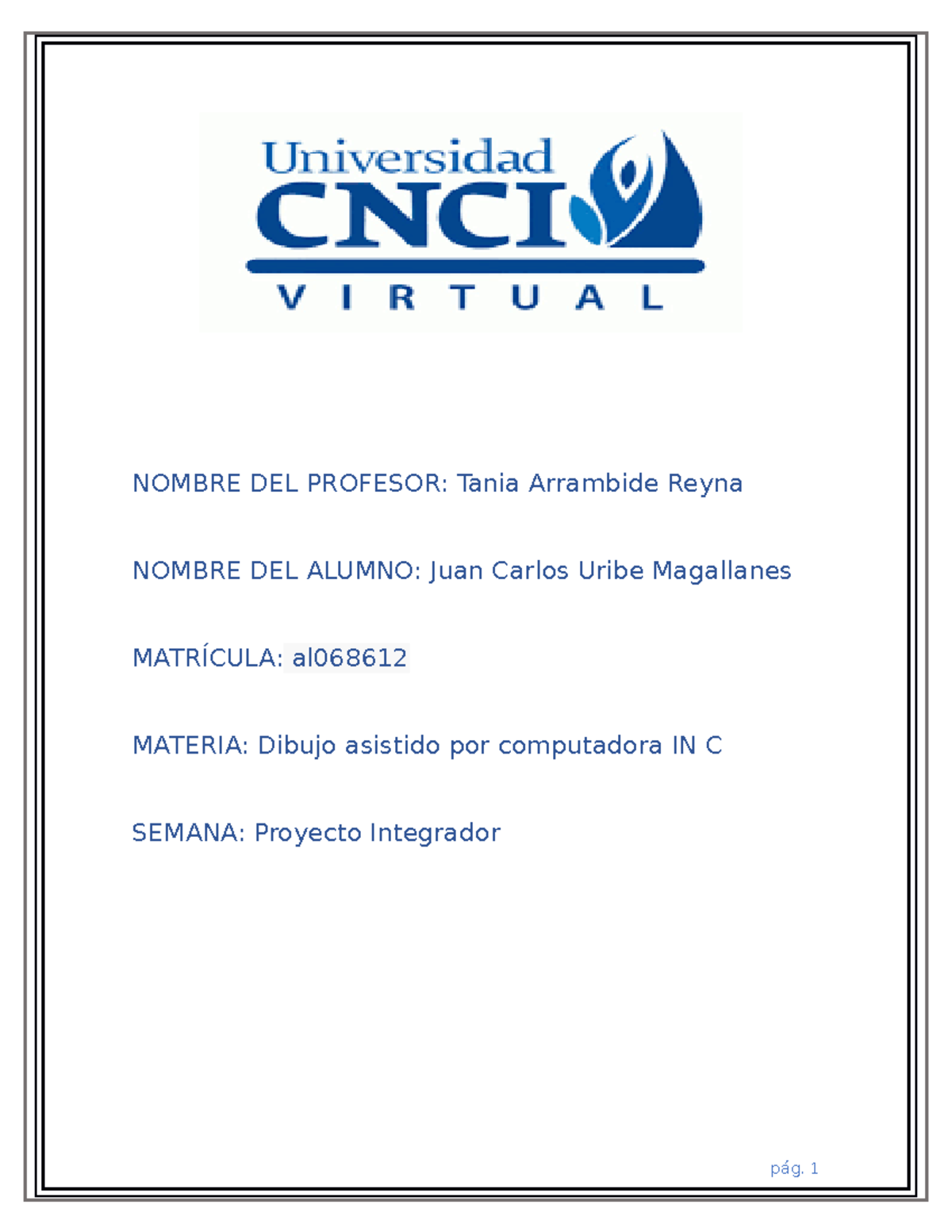 Actividad Proyecto integrador Dibujo asistido por computadora IN C ...