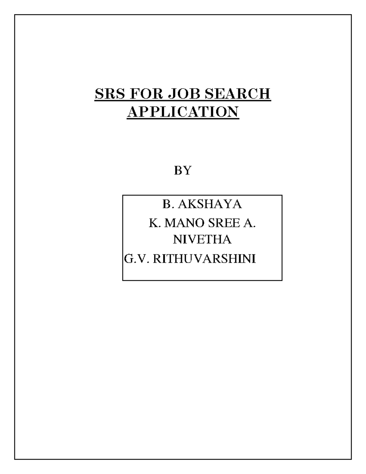 JOB Search Application SRS Report - SRS FOR JOB SEARCH APPLICATION BY B ...