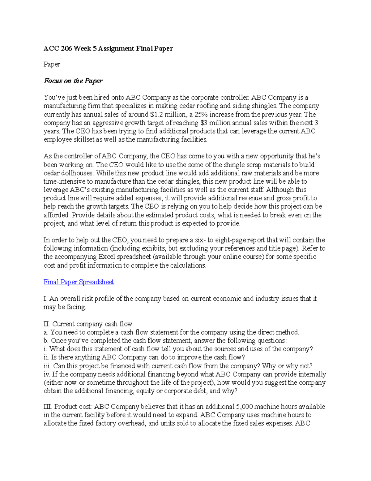 ACC 206 Week 5 Assignment Final Paper - ACC 206 Week 5 Assignment Final ...