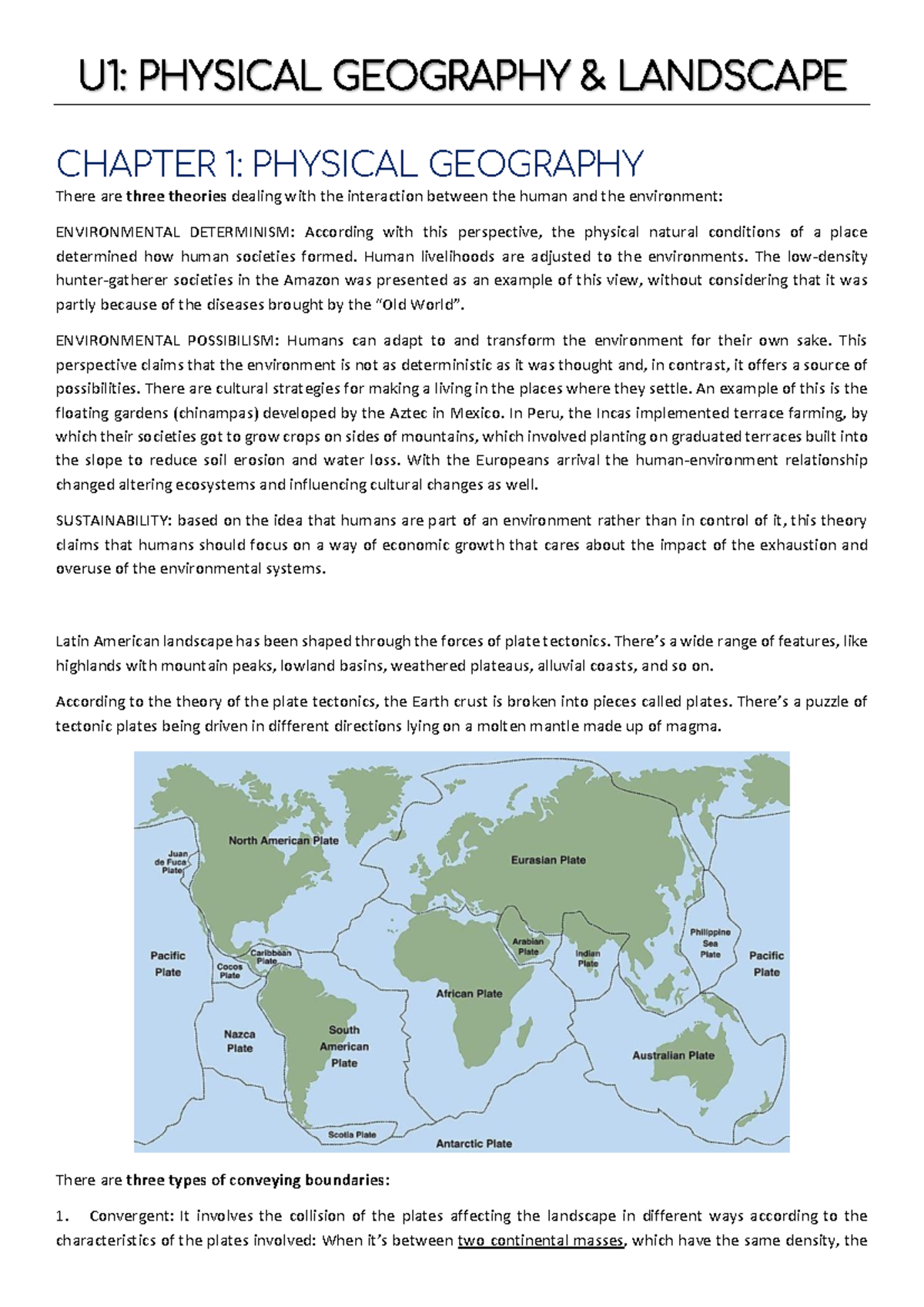 PO 1 summary - U1: PHYSICAL GEOGRAPHY & LANDSCAPE CHAPTER 1: PHYSICAL ...