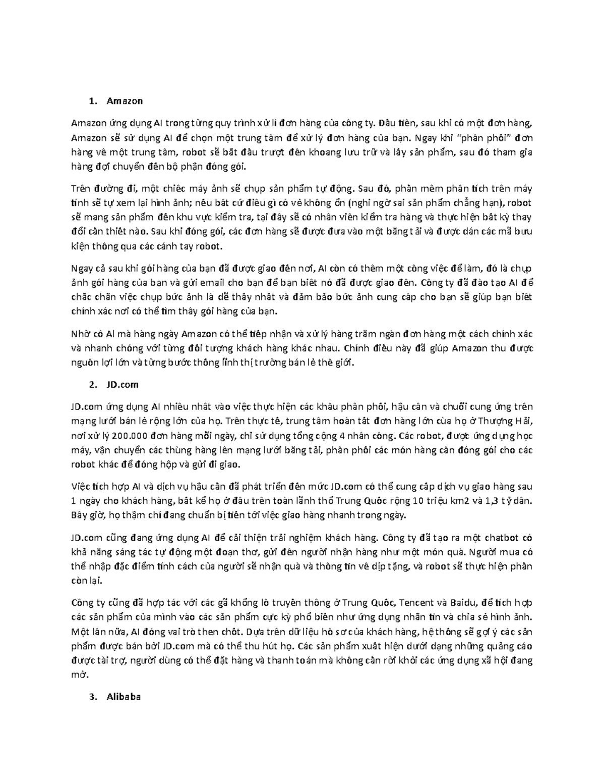 AI - ứng dụng AI trong kinh doanh thương mại - Amazon Amazon ứng d ng AI trong t ụ ừng quy trình ...