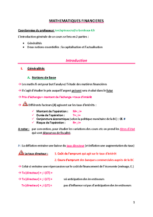 math financière cours