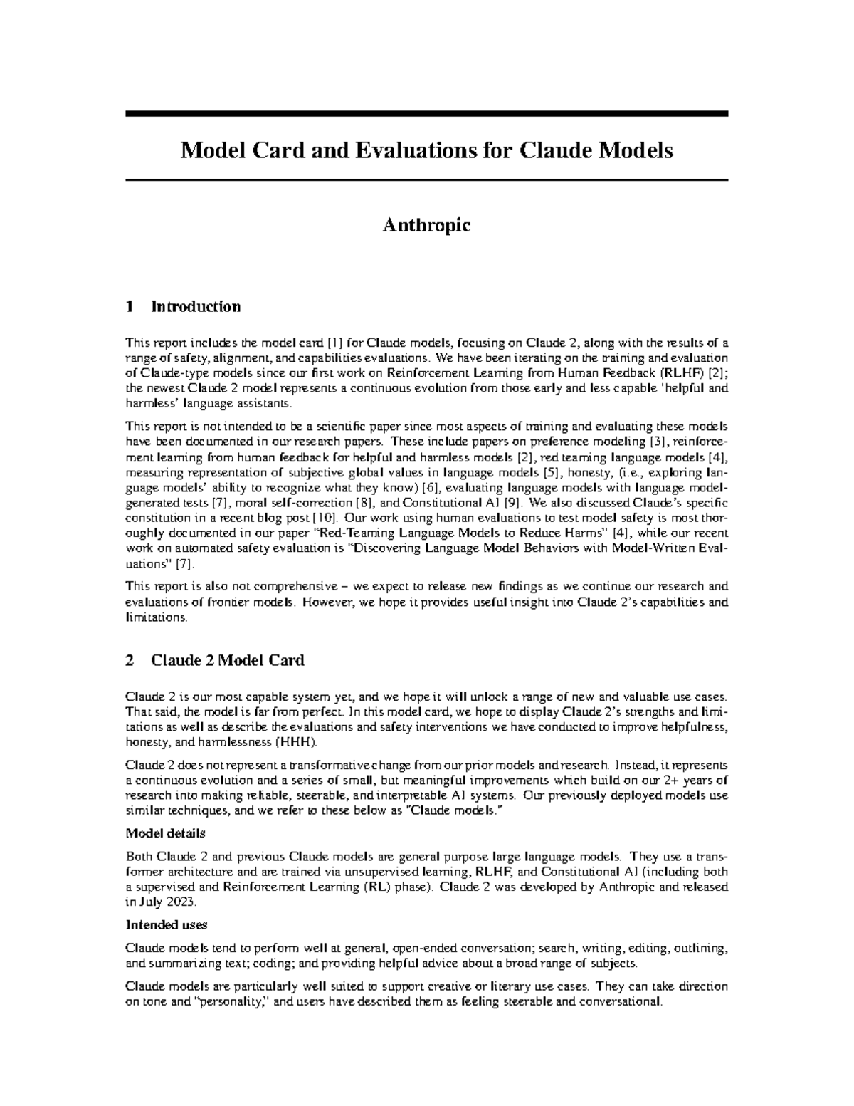 Model Card Claude 2 - Description of how to read and write documents ...
